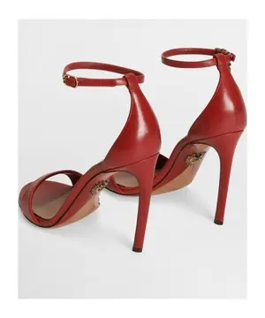 Dolce & Gabbana Leather Stiletto Heeled Sandals - Red