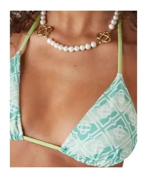 Casablanca Wavy Monogram Tie Bikini Top - Green