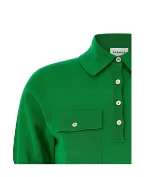 P.a.r.o.s.h Knitted Short-sleeved Polo Shirt With Pockets - Green