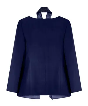 Giorgio Armani Silk Jacket With Embellished Tie Detail - Blue