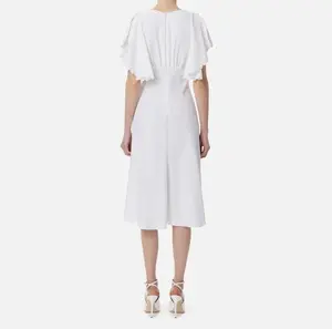 Elisabetta Franchi Midi Dress With Scalloped Sleeves