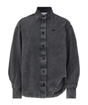 Attico Eliza Split Denim Shirt - Black