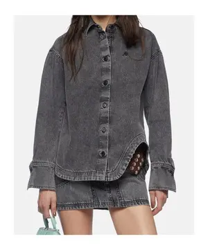 Attico Eliza Split Denim Shirt - Black
