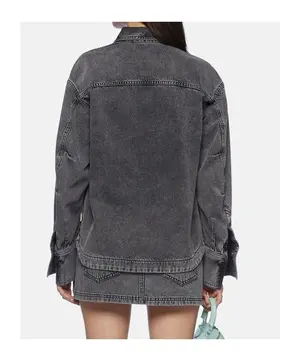 Attico Eliza Split Denim Shirt - Black