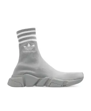 Balenciaga X Adidas Logo Embroidered Sock Sneakers - Gray