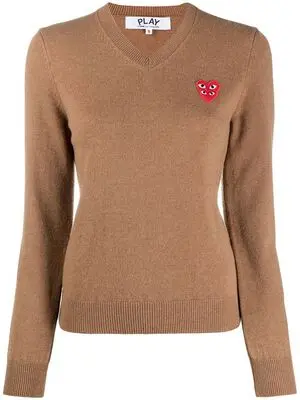 Play Comme Des Garcon Embroidered Logo Jumper - Brown