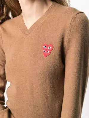 Play Comme Des Garcon Embroidered Logo Jumper - Brown