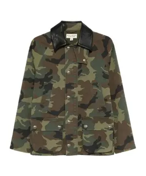 NILI LOTAN Camouflage Print Long-sleeved Jacket With Leather Collar