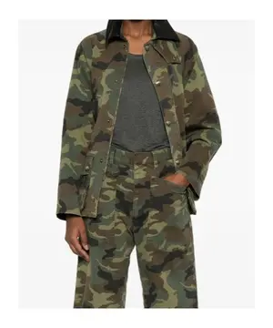 NILI LOTAN Camouflage Print Long-sleeved Jacket With Leather Collar