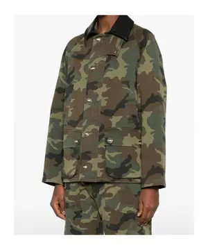 NILI LOTAN Camouflage Print Long-sleeved Jacket With Leather Collar