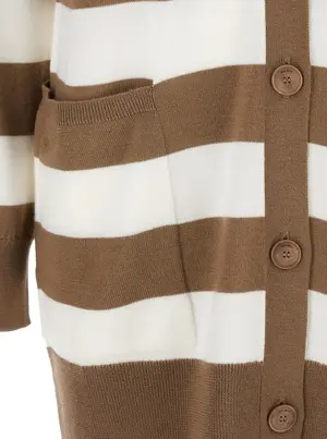Max Mara Striped V-neck Cardigan - Brown