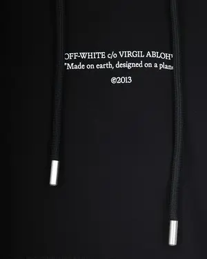 Off-White Logo Printed Drawstring Hoodie - Black