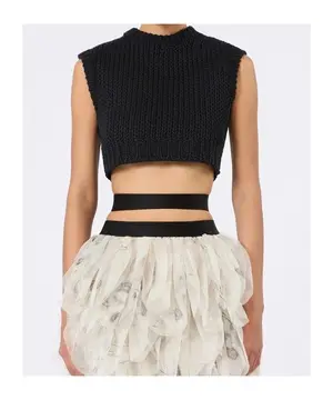 Max Mara Sleeveless Zip Knit Cropped Top