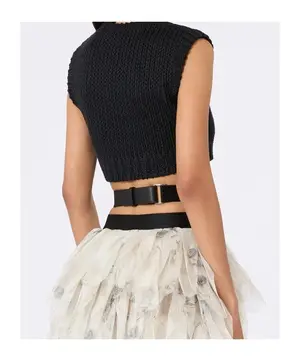 Max Mara Sleeveless Zip Knit Cropped Top