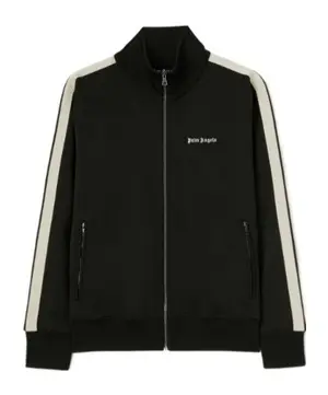Palm Angels Logo Printed Zipped Track Jacket - Black