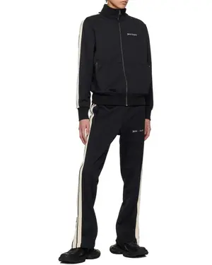 Palm Angels Logo Printed Zipped Track Jacket - Black