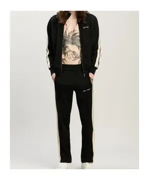 Palm Angels Logo Printed Zipped Track Jacket - Black
