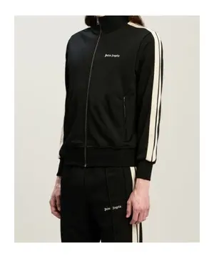 Palm Angels Logo Printed Zipped Track Jacket - Black