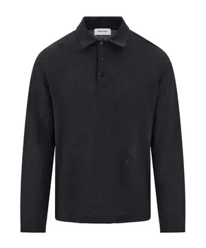 FERRAGAMO Long Sleeved Polo Shirt - Heather Grey