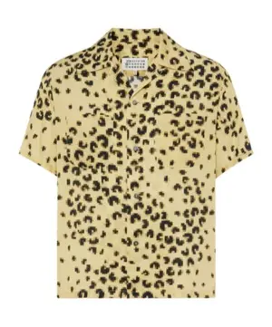 MAISON MARGIELA Short Sleeve Leopard Shirt - Mustard