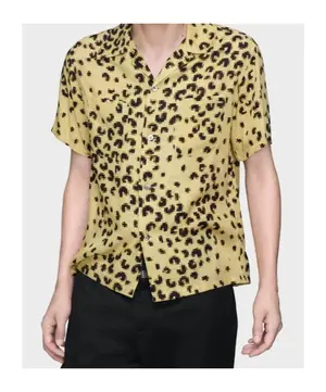 MAISON MARGIELA Short Sleeve Leopard Shirt - Mustard