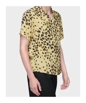 MAISON MARGIELA Short Sleeve Leopard Shirt - Mustard