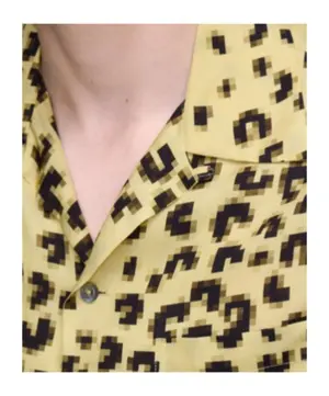 MAISON MARGIELA Short Sleeve Leopard Shirt - Mustard