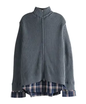 Balenciaga Layered Zip Sweater - Navy/brown