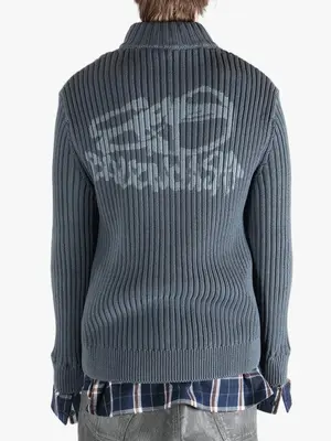 Balenciaga Layered Zip Sweater - Navy/brown