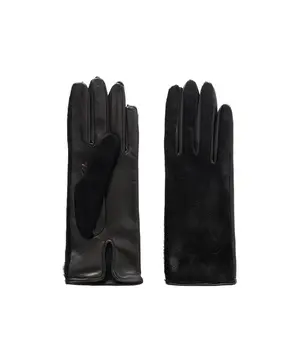 Nour Hammour Calf Hair And Leather Gloves - Black