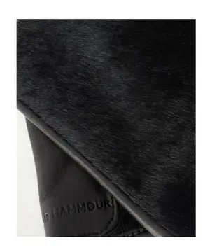 Nour Hammour Calf Hair And Leather Gloves - Black