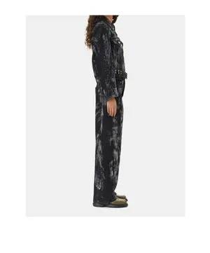 GANNI Belted Denim Jacket - Black