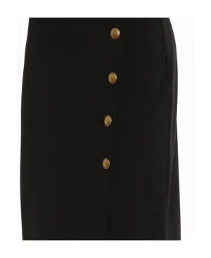 Pinko High Waist Straight Hem Skirt With Gold Button Embellishments