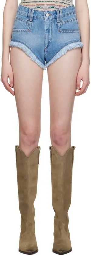 Isabel Marant Étoile Eneidao Denim Shorts With Frayed Hem - Blue