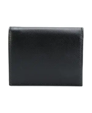 Prada Logo Plaque Wallet - Black