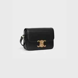 Celine Teen Triomphe Bag In Shiny Calfskin - Black