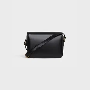 Celine Teen Triomphe Bag In Shiny Calfskin - Black