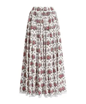 Dolce & Gabbana Floral Pleated Maxi Skirt - White