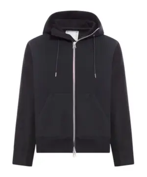 Sacai Long-sleeved Hooded Zip-up Sweater