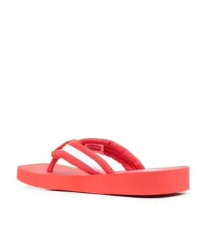 Kenzo Logo Patch Striped Slip-on Flip Flops - Orange