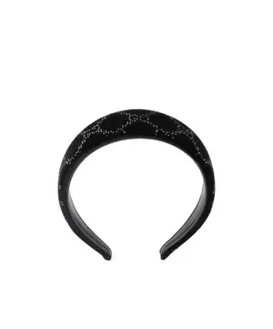 Gucci Soft Velvet Headband With Crystals - Black