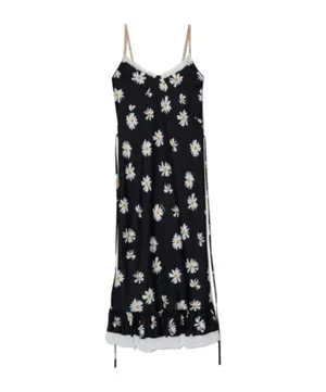 Moschino Daisy Print Spaghetti Strap Midi Dress