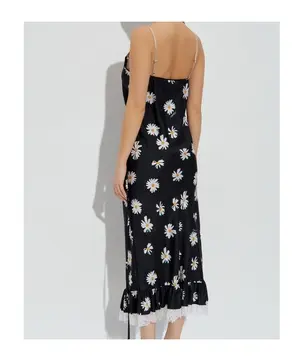 Moschino Daisy Print Spaghetti Strap Midi Dress