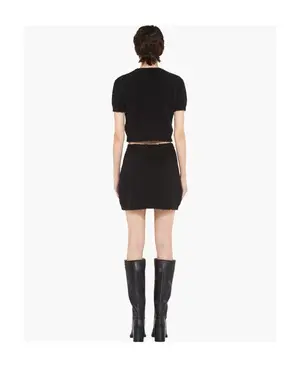 Miu Miu High-rise Bouclé Skirt With Embroidered Logo And Front Pockets