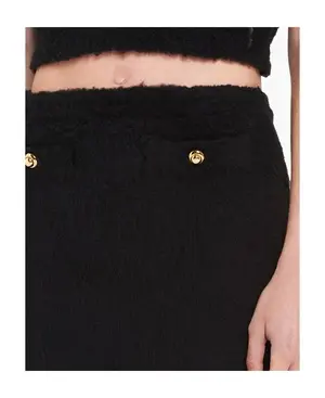 Miu Miu High-rise Bouclé Skirt With Embroidered Logo And Front Pockets