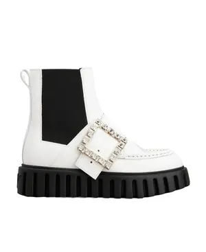 ROGER VIVIER Viv' Go-thick Strass Buckle Chelsea Ankle Boots In Patent Leather