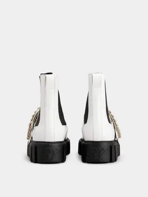 ROGER VIVIER Viv' Go-thick Strass Buckle Chelsea Ankle Boots In Patent Leather