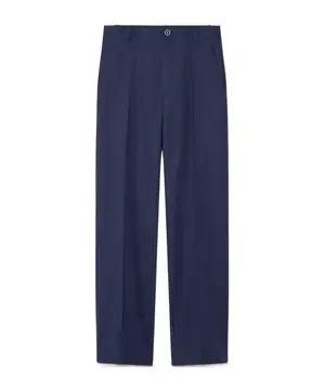 Versace Pleated Tailored Trousers With Medusa Trim - Blue