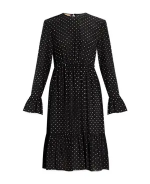 Gucci Polka Dot Long Sleeve Midi Dress With Ruffle Details