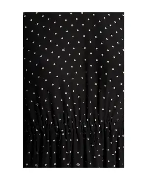 Gucci Polka Dot Long Sleeve Midi Dress With Ruffle Details